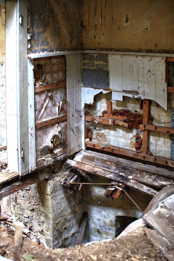 Hole in the Floor of an Abandoned Building Stock Photo - Image of walls ...