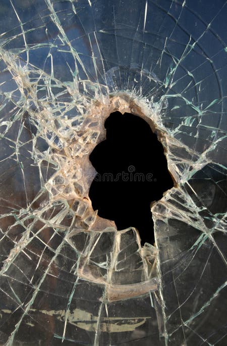 Hole in Glass stock photo. Image of cracked, shattered - 1415050