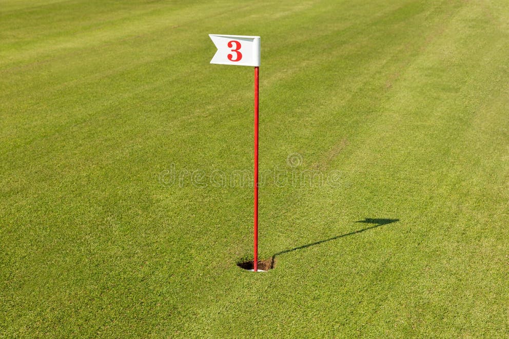 Hole in the Golf Course with Number 3 Stock Photo - Image of ...