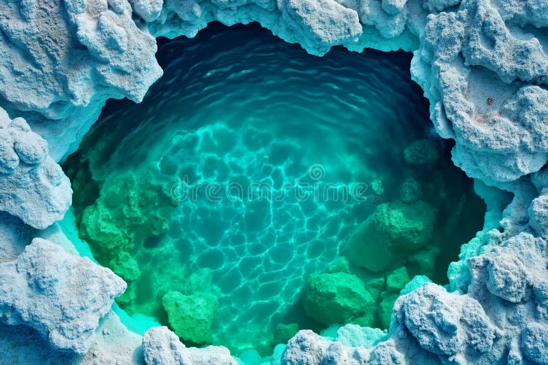 A Hole in the Ground with a Blue Pool of Water Inside of it Stock Photo ...