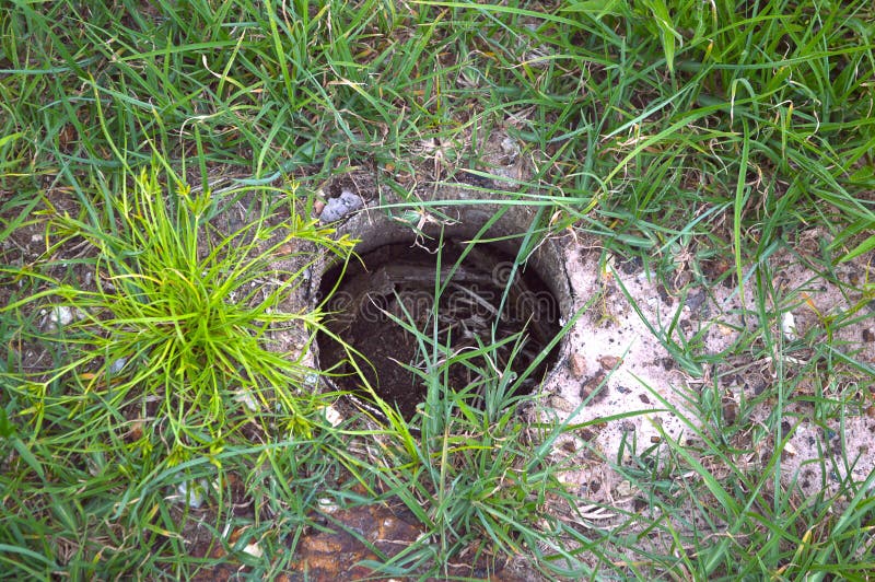 Hole on the ground stock photo. Image of yard, weed - 118686466