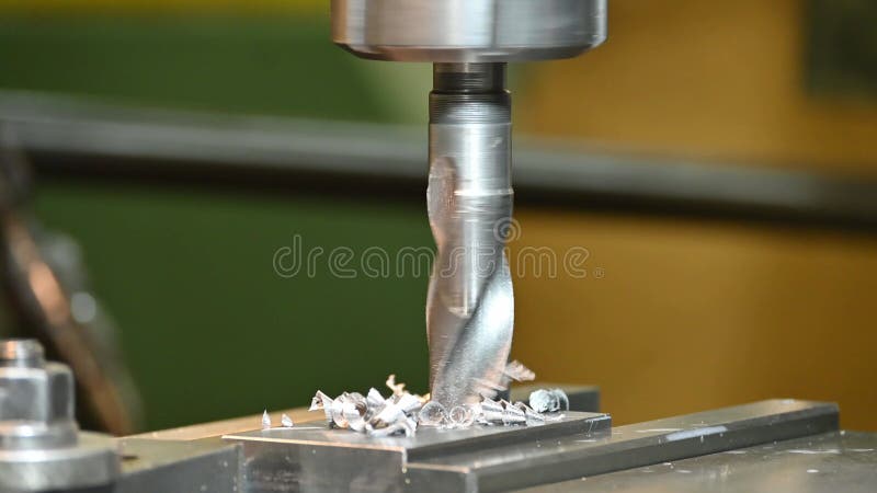 The Hole Making Process Drilling Tool on CNC Milling Machine Stock ...