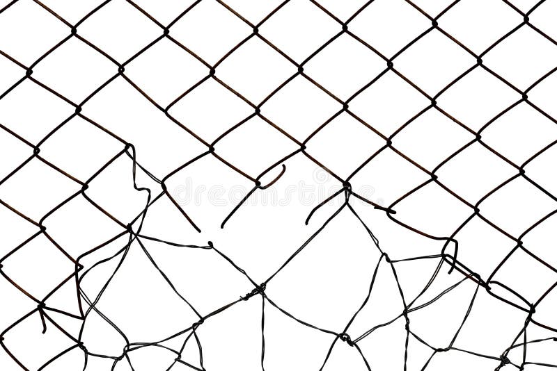 Hole in a Metal Grid on a White Background. Wire Isolate Stock Image ...
