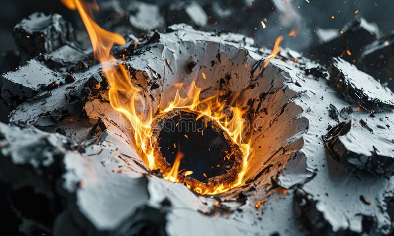 A Hole in the Middle of a Wall is Burning with Fire. Stock Illustration ...