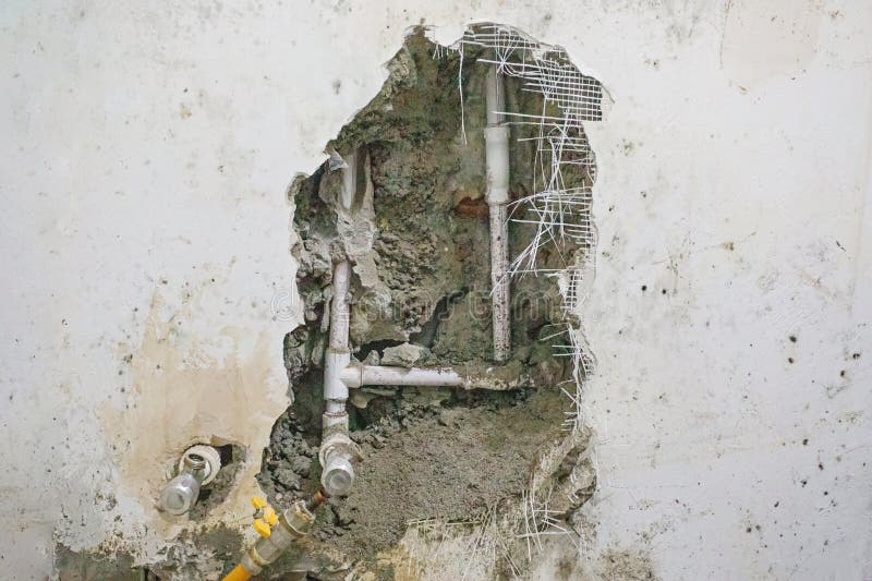 Hole in Old Building, Drain Pipes Stock Image - Image of canalization ...