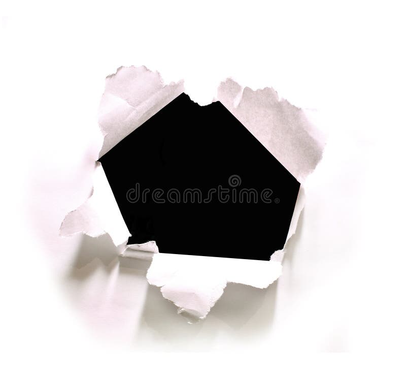 Dark hole in white paper stock photo. Image of single - 16343248