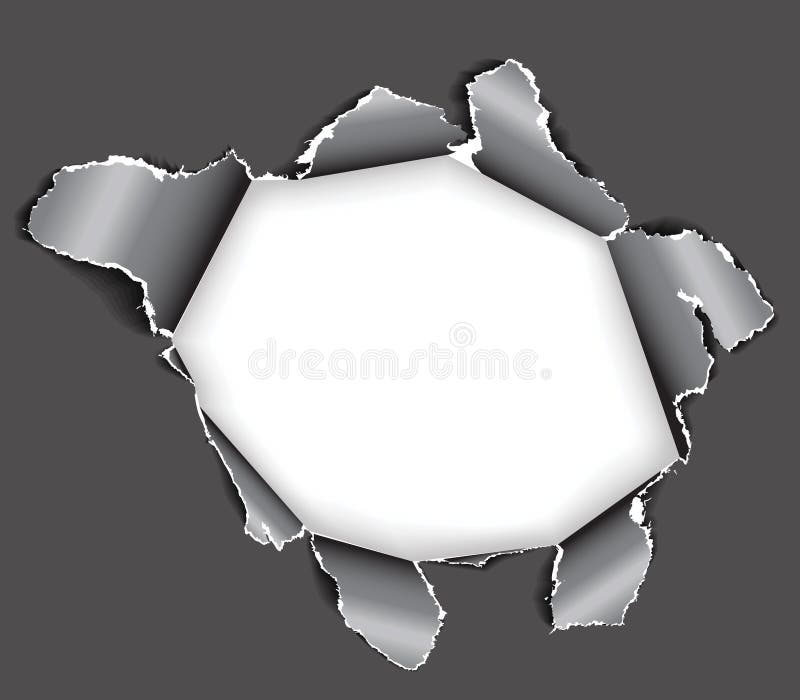 Hole Torn in Ripped Paper on Transparent Stock Illustration ...