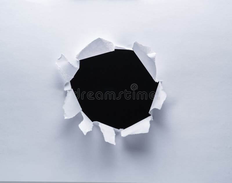 Hole on a Paper. Blue Background in the Hole Stock Image - Image of ...