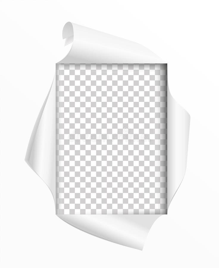 Hole in Paper Isolated on White Background. Square Frame. Vector Stock ...