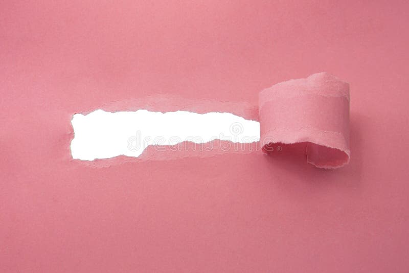 Hole in Paper Pink Color Background Damaged Ripped Stock Photo - Image ...