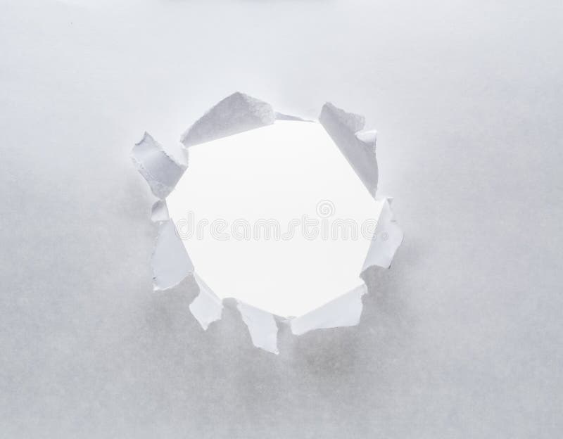 Hole on a Paper. White Background Stock Image - Image of scroll, tear ...