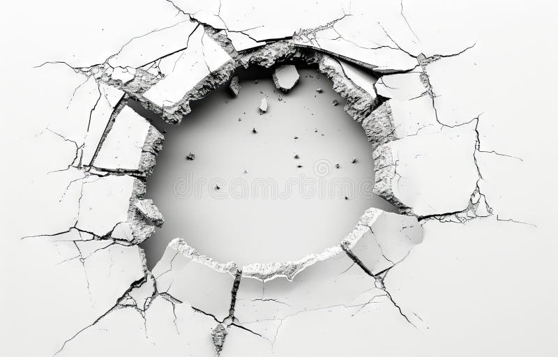 Hole Punched through Concrete Wall Abstract Background Texture Stock ...