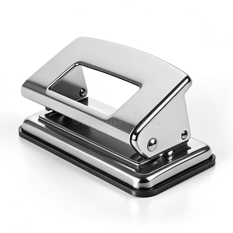 Hole Puncher with Metallic Finish on White Background Stock ...