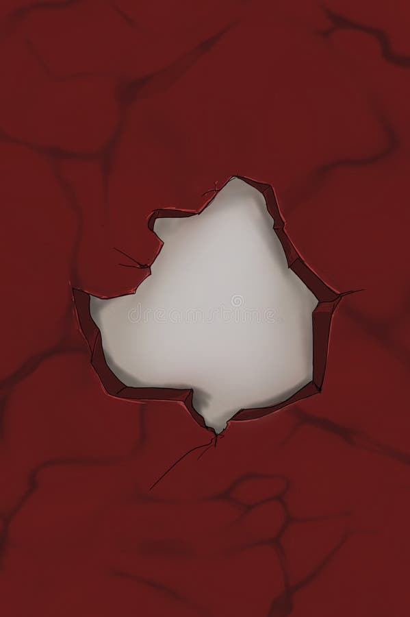 Hole in Red Background, Broken, Hole through Stock Illustration ...