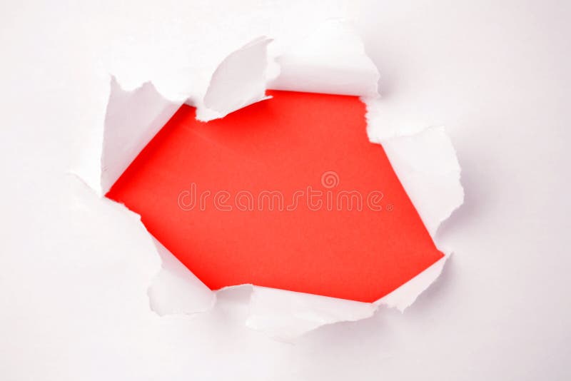 Hole ripped in paper stock photo. Image of studio, space - 9051844