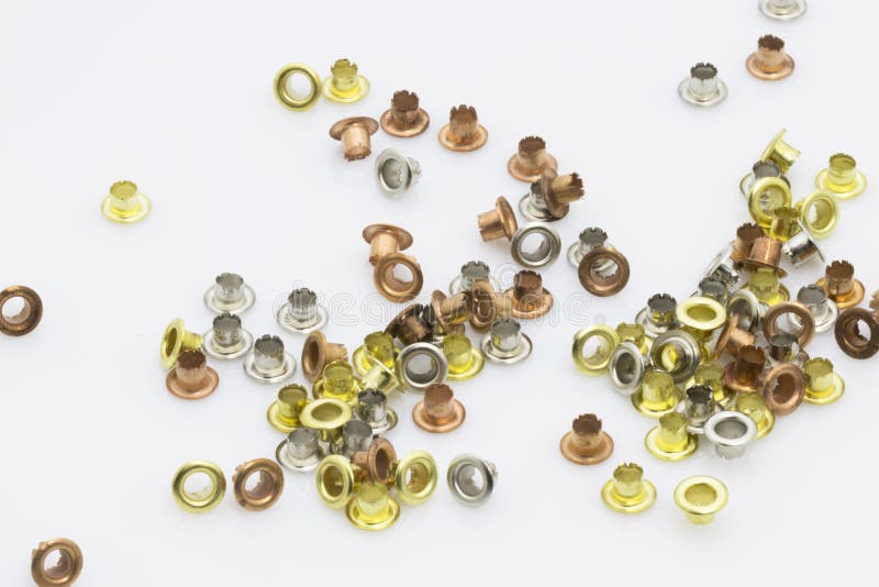 Riveting Two Pieces of Metal Sheet. Connecting Steel with Rivets Stock ...