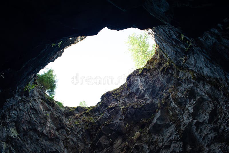 Hole in the Rocky Cave Inside Stock Image - Image of ancient, earth ...