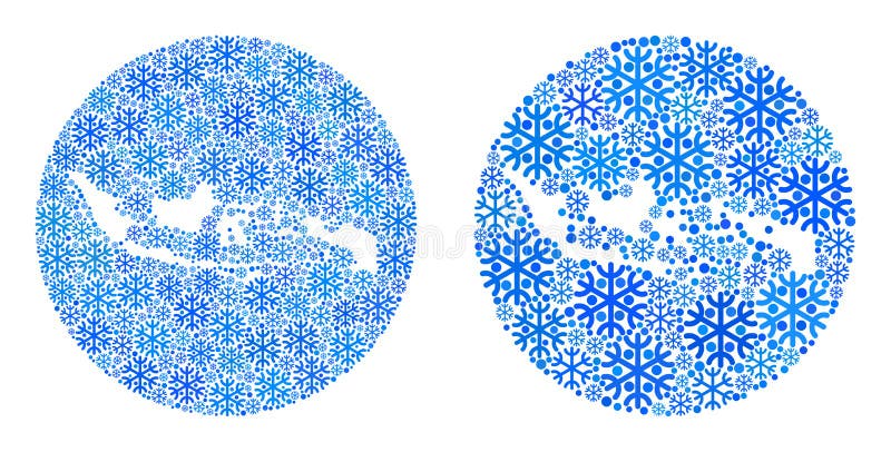 Hole Round Indonesia Map - Snow Flakes Mosaic with Empty Space Stock ...