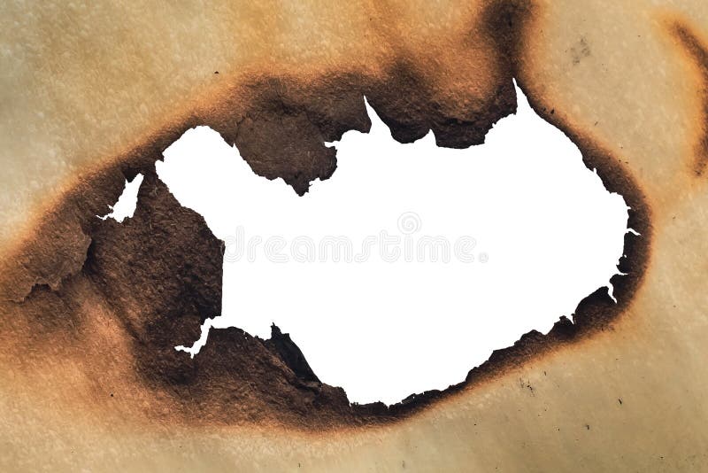 A Hole in the Scorched Old Yellow, Crumpled Paper. Baking Paper after ...