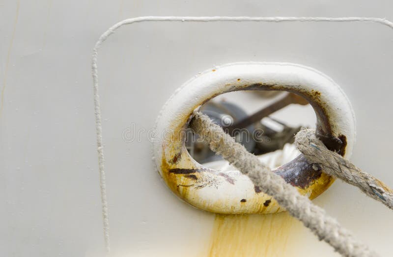 Hole in the Side of a Ship with Rope Passing through it Stock Image ...