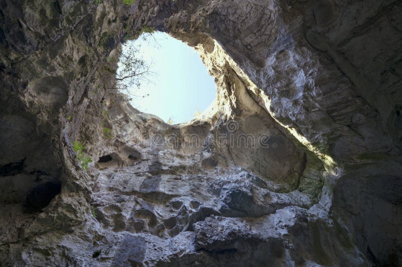 Hole on the Top of the Cave Stock Photo - Image of entrance, brown ...