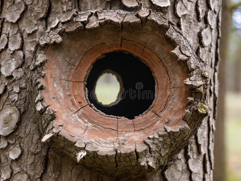 Hole on Tree Trunk in the Forest Stock Illustration - Illustration of ...