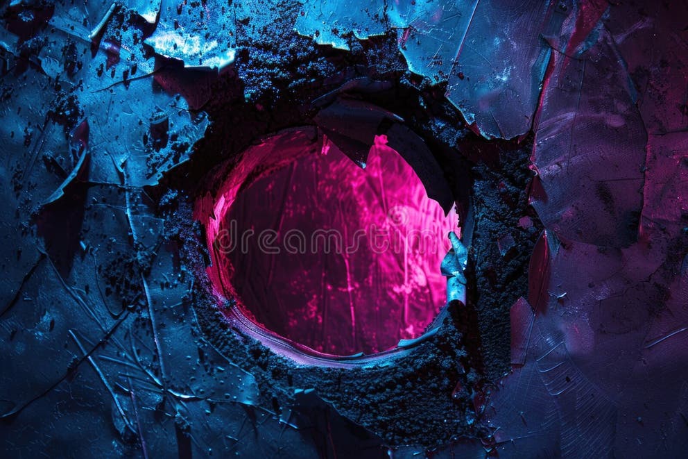 A Hole in a Wall with a Bright Red Light Inside Stock Photo - Image of ...