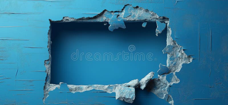 Hole in a Wall. Hole Broken in a Blue Wall Stock Illustration ...