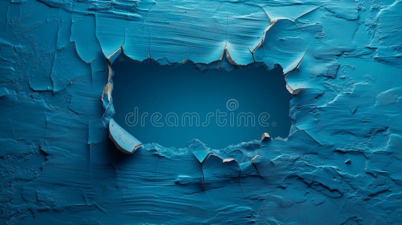 Hole in a Wall. Hole Broken in a Blue Wall Stock Illustration ...