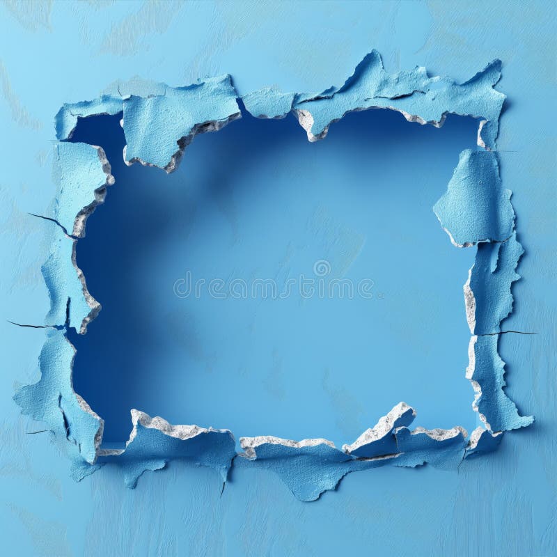 Hole in a Wall. Hole Broken in a Blue Wall Stock Illustration ...