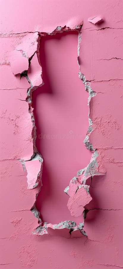 Hole in a Wall. Hole Broken in a Pink Wall Stock Illustration ...