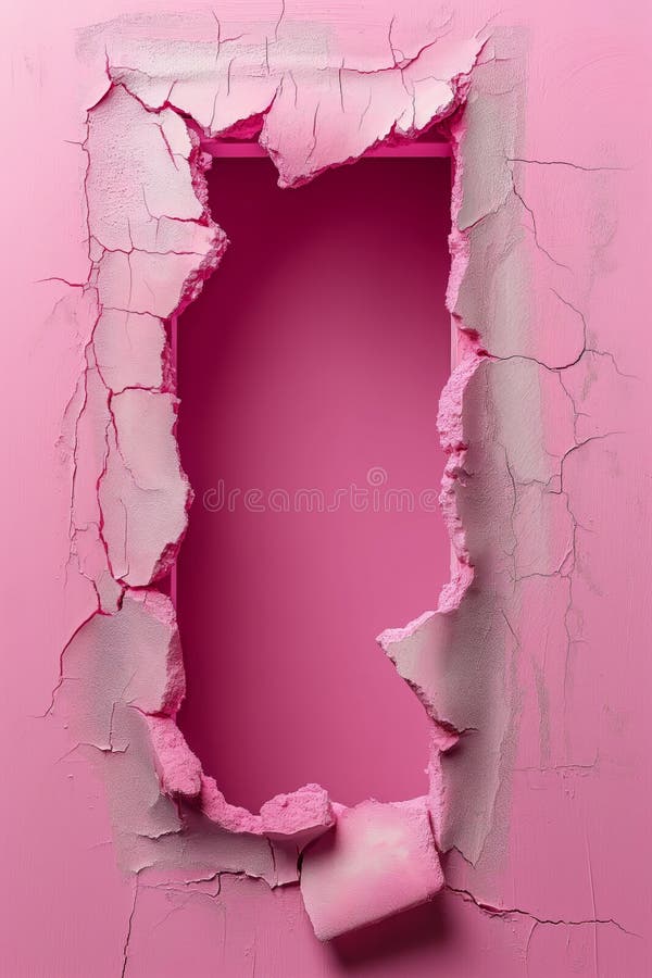 Hole in a Wall. Hole Broken in a Pink Wall Stock Illustration ...