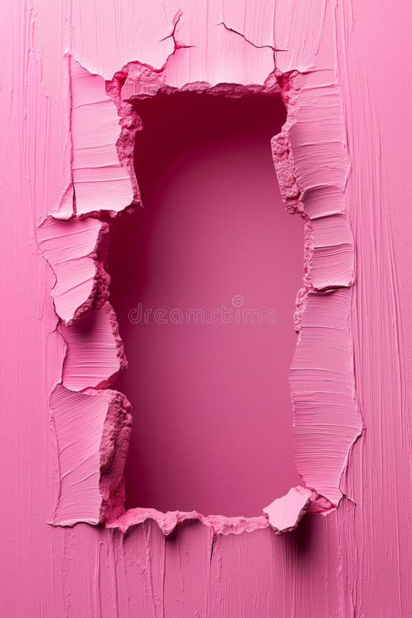 Hole in a Wall. Hole Broken in a Pink Wall Stock Illustration ...