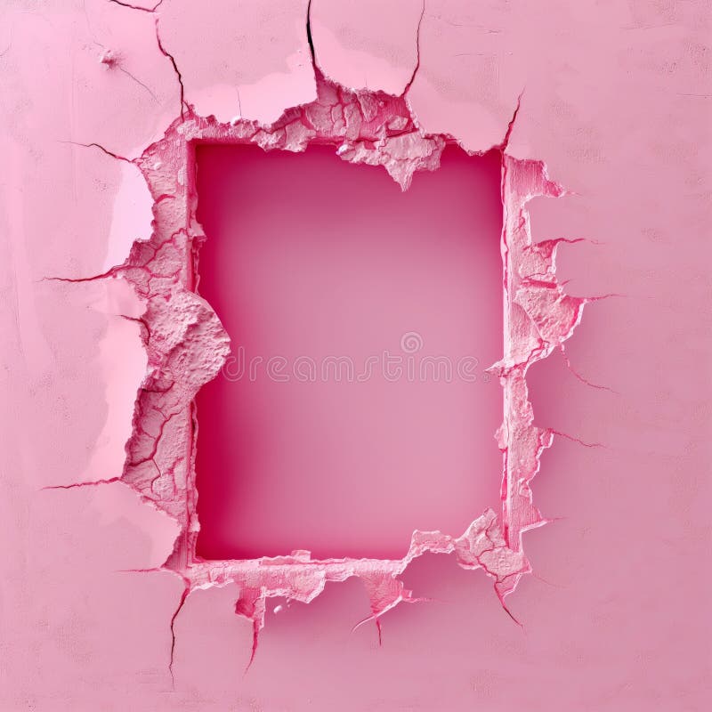 Hole in a Wall. Hole Broken in a Pink Wall Stock Illustration ...
