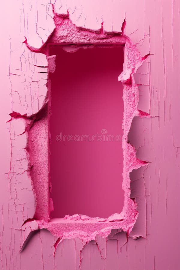 Hole in a Wall. Hole Broken in a Pink Wall Stock Illustration ...