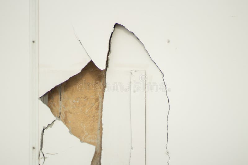 Hole in the Wall. Broken Surface. Cracked Wall Panel Stock Image ...