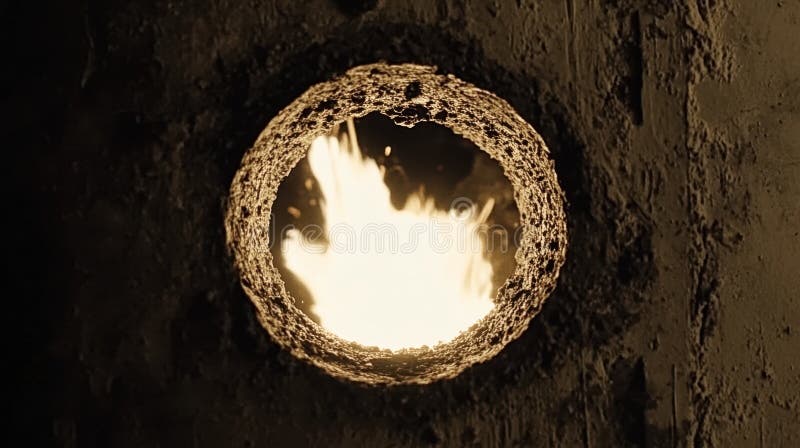 A Hole in a Wall with a Fire Burning Inside Stock Image - Image of ...