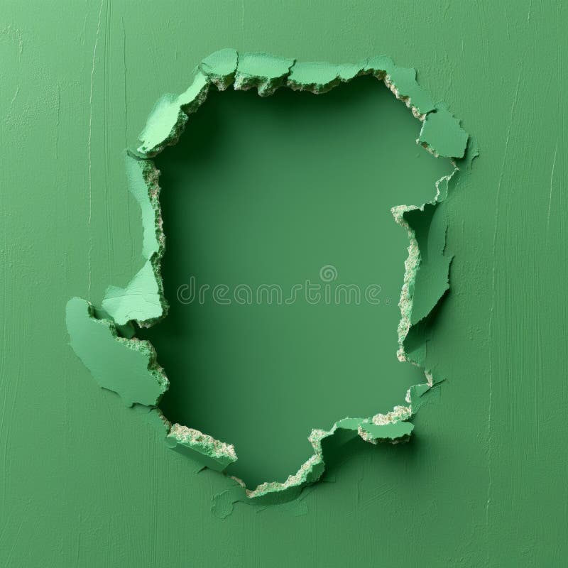 Hole in a Wall. Hole Broken in a Green Wall Stock Illustration ...