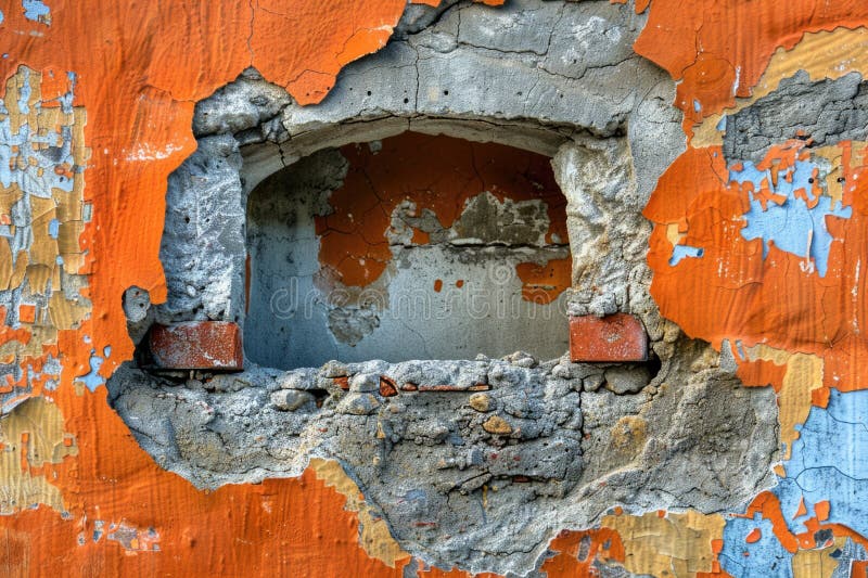 A Hole in a Wall with Paint Peeling Off, Revealing the Underlying ...