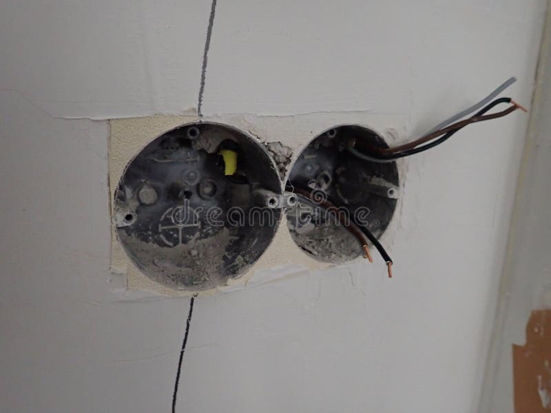 Hole in a Wall Prepared for an Electrical Socket Stock Photo - Image of ...