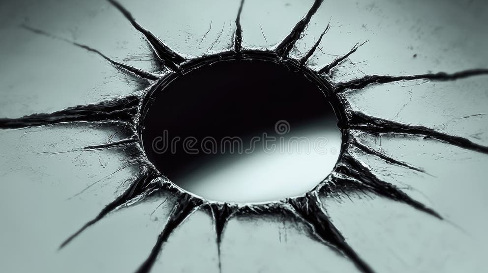 A Hole in a Wall with a Reflection of the Sky in it Stock Image - Image ...