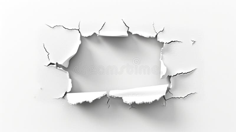 A Hole in a Wall with a Torn Paper, a Sign of Wear and Tear Stock Photo ...