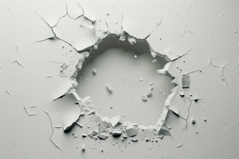 A Hole in a White Wall, Suitable for Backgrounds and Textures Stock ...