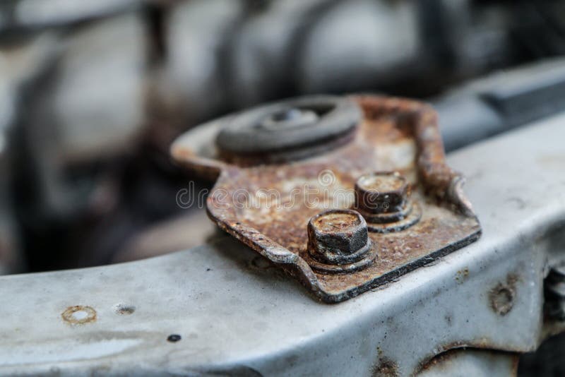 The holed up rusty screws stock image. Image of transportation - 106641351
