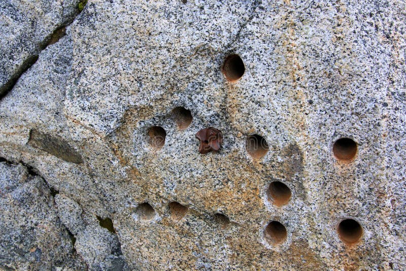 Holes Drilled in Solid Granite on Hatcher Pass Stock Image - Image of ...