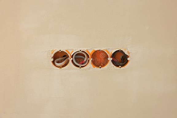 Holes for Socket in White Clean Wall Stock Image - Image of building ...