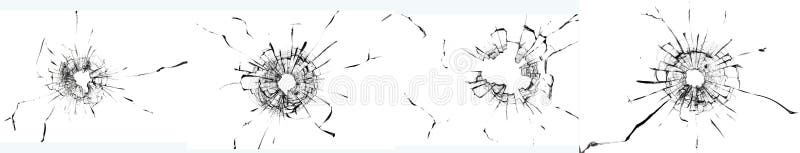 4 Holes in the Window. the Effect of Broken Glass. Texture Collection ...