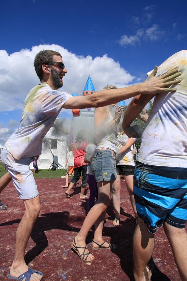 Holi on Back editorial stock photo. Image of feisty, laughing - 26471333