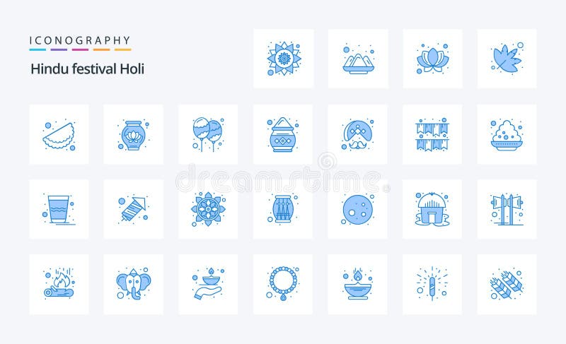 25 Holi Blue icon pack stock vector. Illustration of holi - 264511033