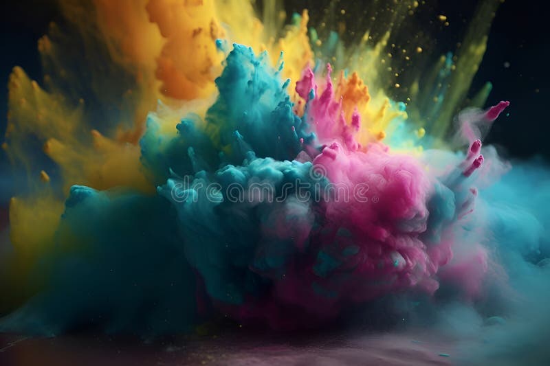 Holi Color Explosion, Generative AI 3 Stock Illustration - Illustration ...